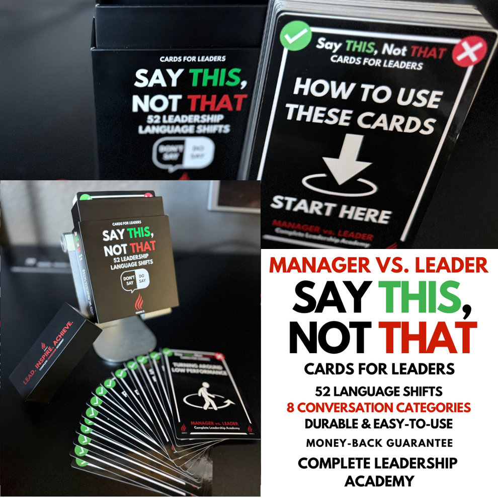 MANAGER VS. LEADER: Say THIS, Not THAT Cards Box - Order Now – Complete ...